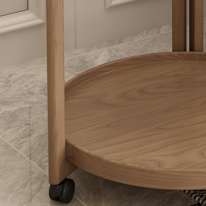 2 Layer Round Coffee Table with Wheels-Wooden Decor Items - FRONT RUNNER